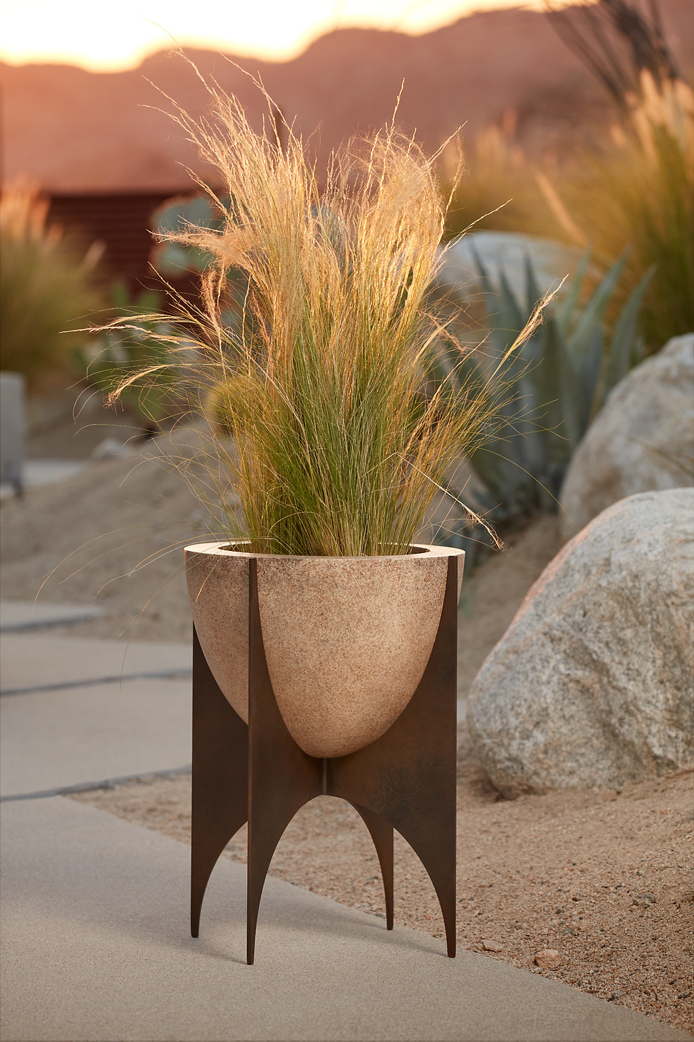 Saturno Planter with Blackened Steel Base and 13 Hand Applied Finishes