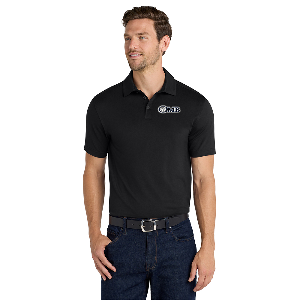 Old Missouri Bank OMB LOGO Embroidered Men's City Stretch Polo - Black
