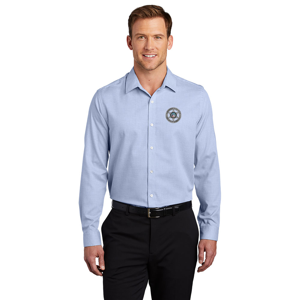 GCSO Chrome Badge Pincheck Pattern Shirt in Blue Horizon/White ...