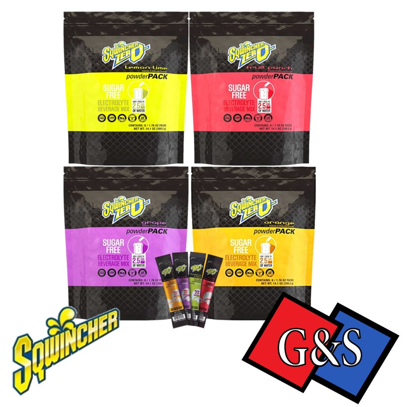 Sqwincher Zero 2.5 gal Powder Pack Sugar Free - Assorted Case (32 ...