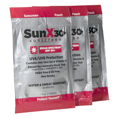 SunX 30+, Sunscreen Lotion, 1/4 Oz Packet, 25 Per Box - Gear & Safety ...