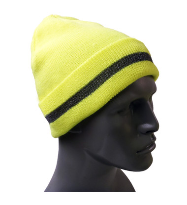 Hi-Vis Knit Lime Green Hat with Reflective Stripe : Hi-Vis Apparel | G ...