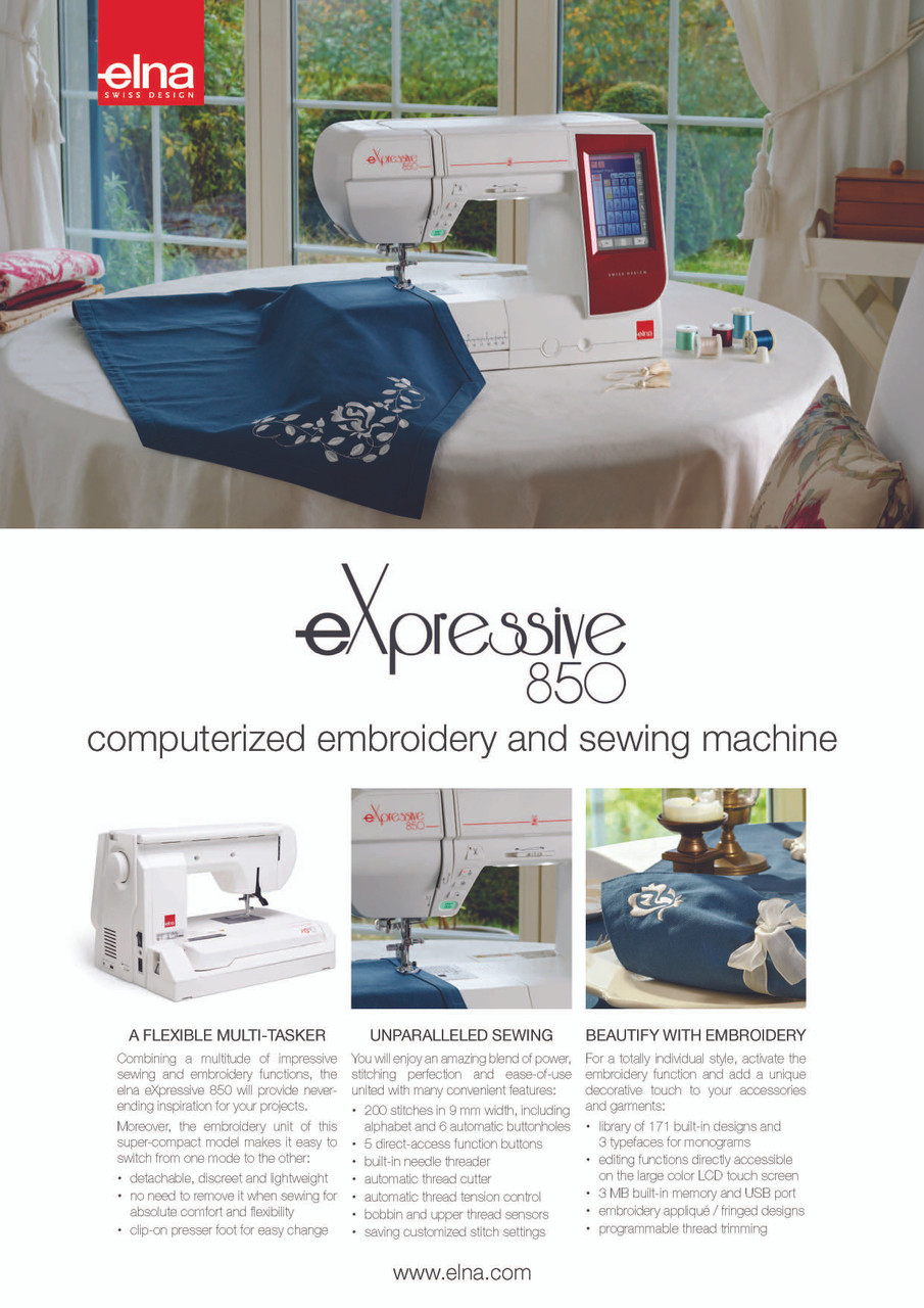 Elna eXpressive 850 Sewing & Embroidery Machine with Bonus Package