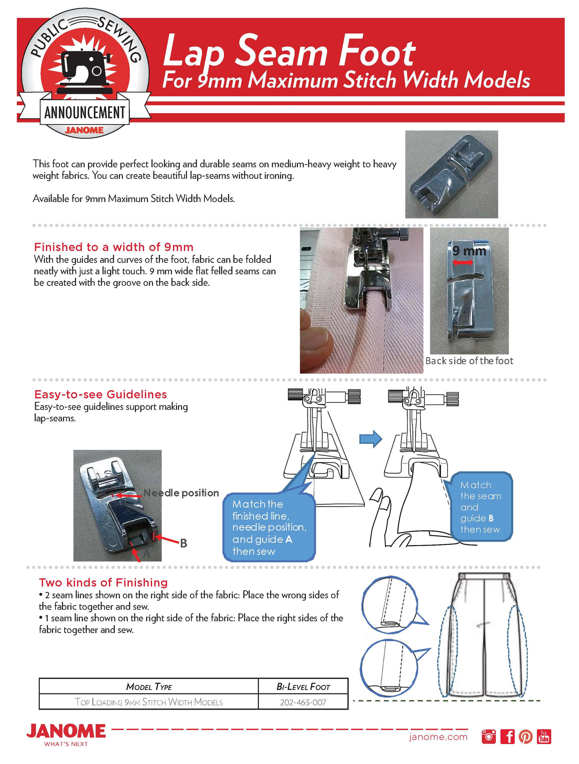 Janome Lap Seam Foot