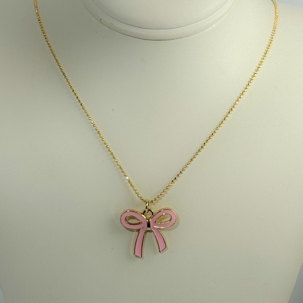 Pink Bow Necklace a Stacked by Suzie Design