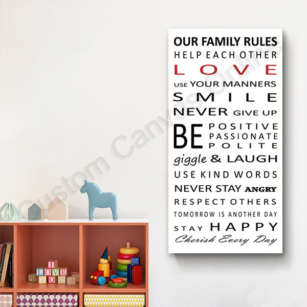 Family Rules Wall Art Prints - Custom Canvas Online
