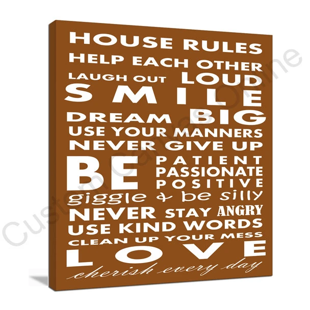 House Rules Wall Art Canvas - Custom Canvas Online