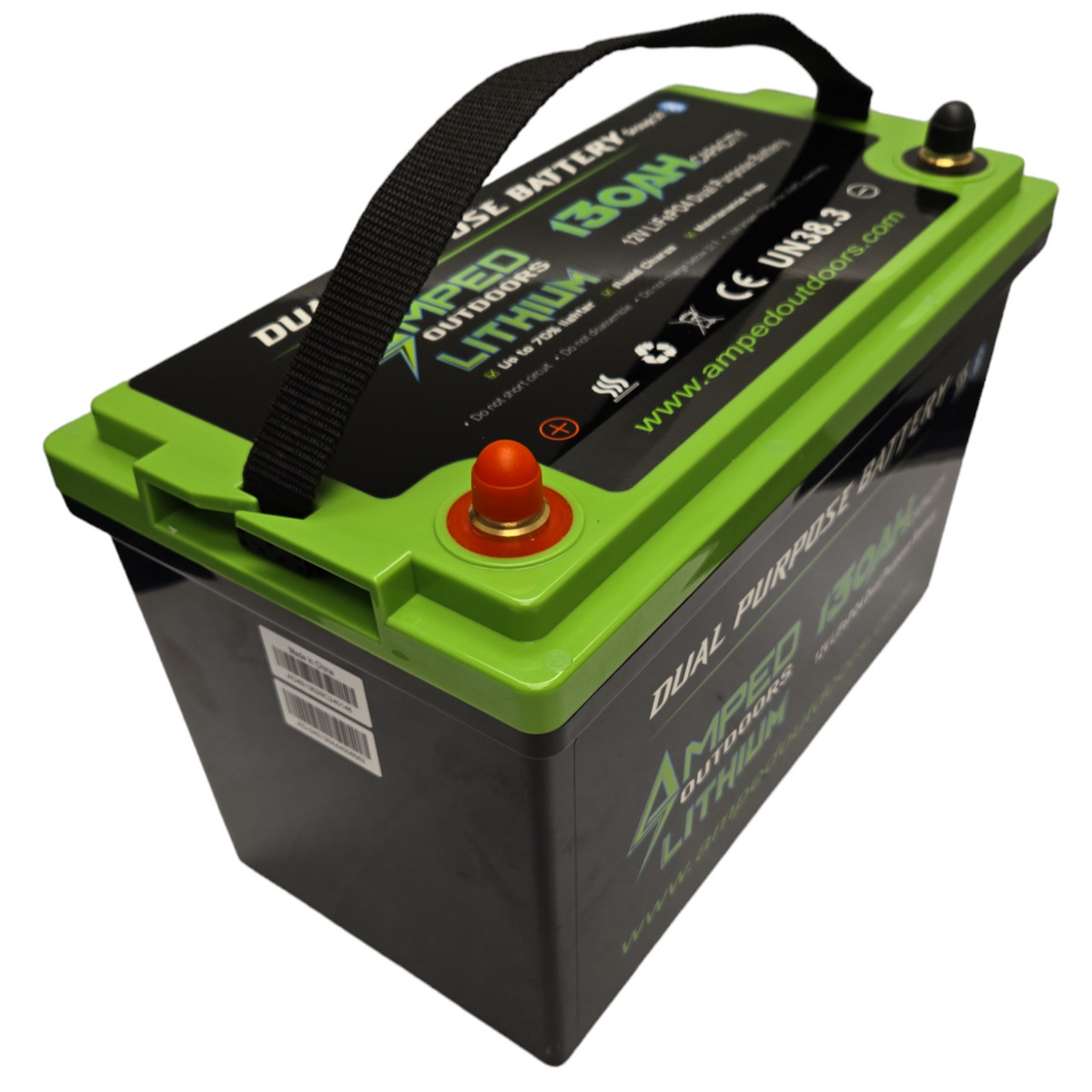 Amped Outdoors 12v 130AH Dual Purpose Lithium Battery—Heated | FishUSA