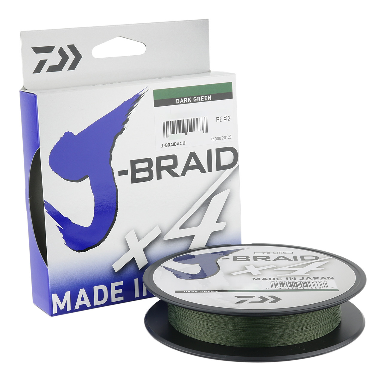 Daiwa J-Braid X4 Braided Line | 6 - 65 Lb. Test | Dark Green | FishUSA