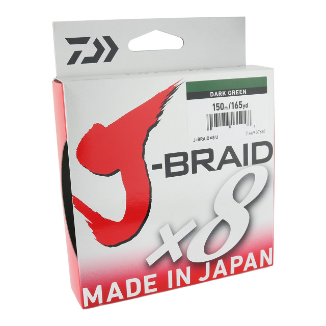 Daiwa J-Braid X8 Braided Line | 165 yd/150m Dark Green | FishUSA