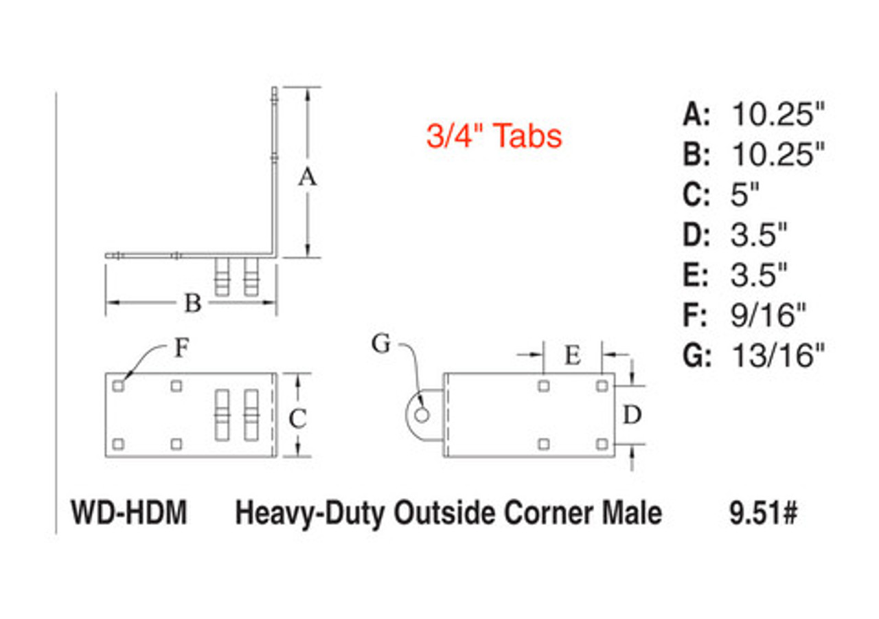 Outside Corner Male, Heavy Duty Outside Corner Male, Heavy Duty
