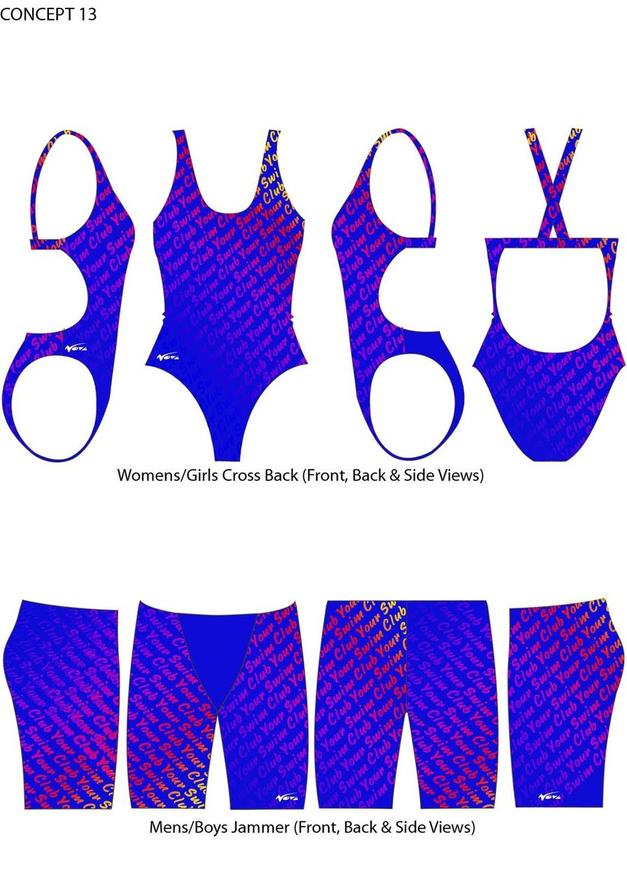 Design Concept #13 Custom Team Swimsuits Chlorine Resistant