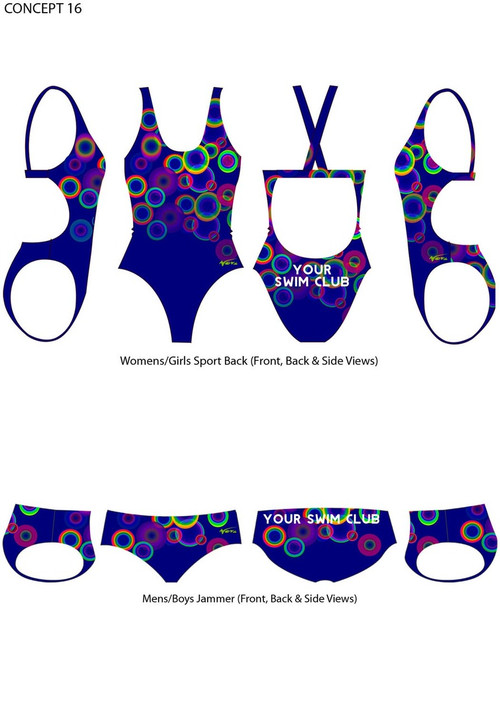 Design Concept #16 Custom Team Swimsuits Chlorine Resistant