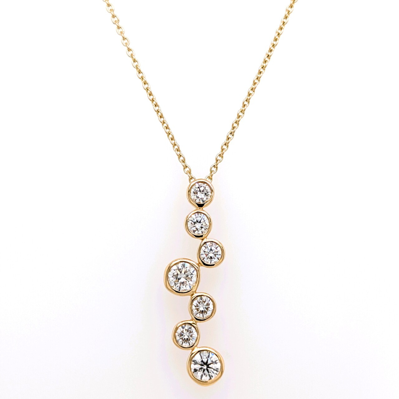 18ct Yellow Gold 1.04ct Rub Over Set Diamond Drop Pendant