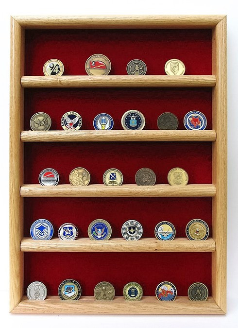 Challenge Coin Display Case Oak - Mai's Jewelry & Engravers