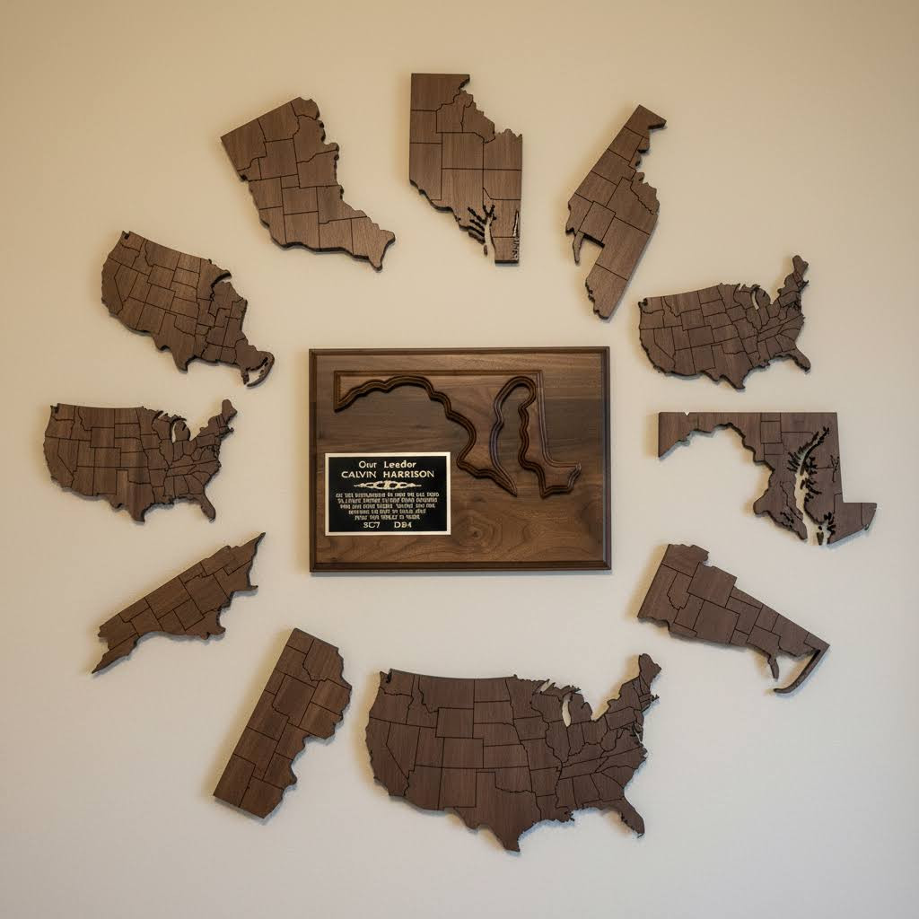 Maryland State Outline Plaque - Mai's Jewelry & Engravers