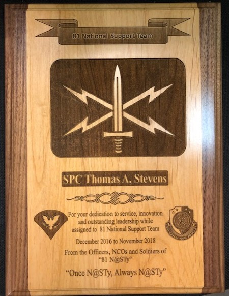 Plaque 81 National Support Team - Mai's Jewelry & Engravers