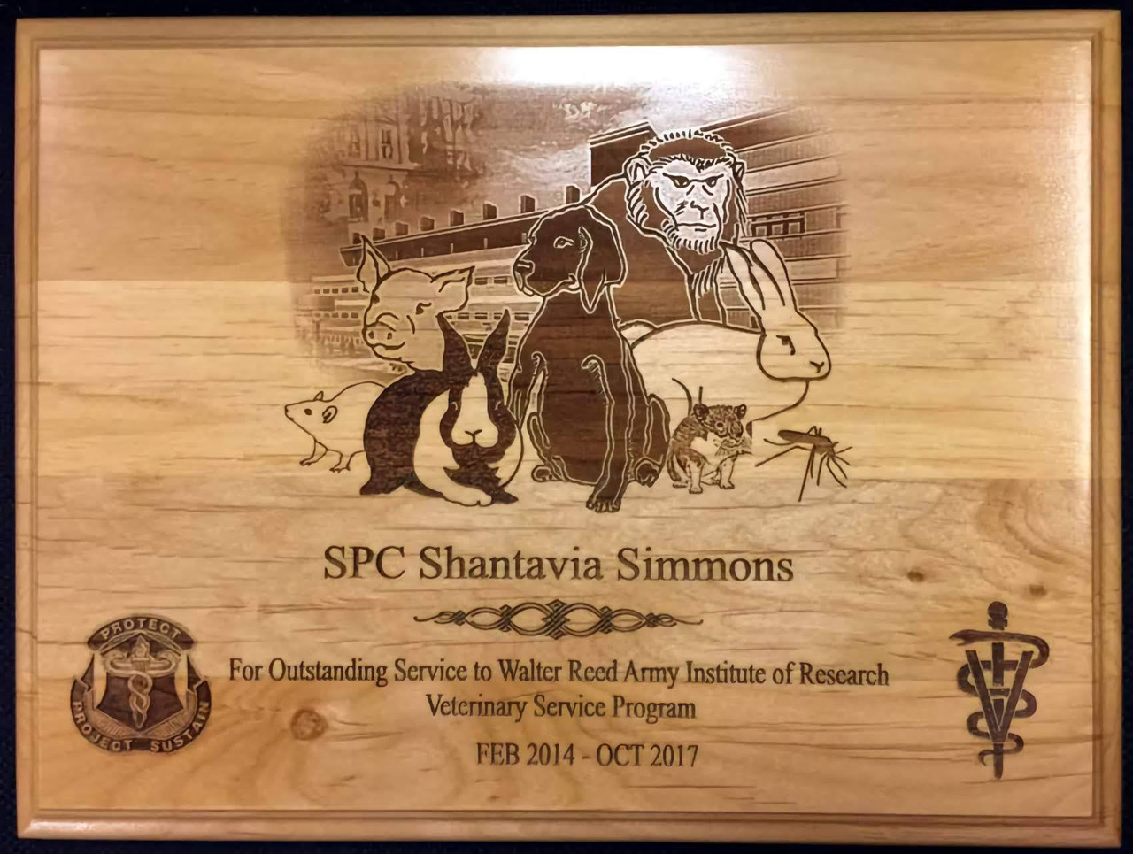 Plaque WRAIR Veterinary Program - Mai's Jewelry & Engravers