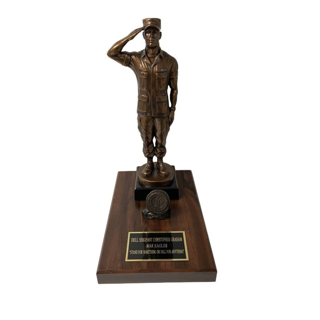 Soldier Saluting with Cap Statue - Mai's Jewelry & Engravers