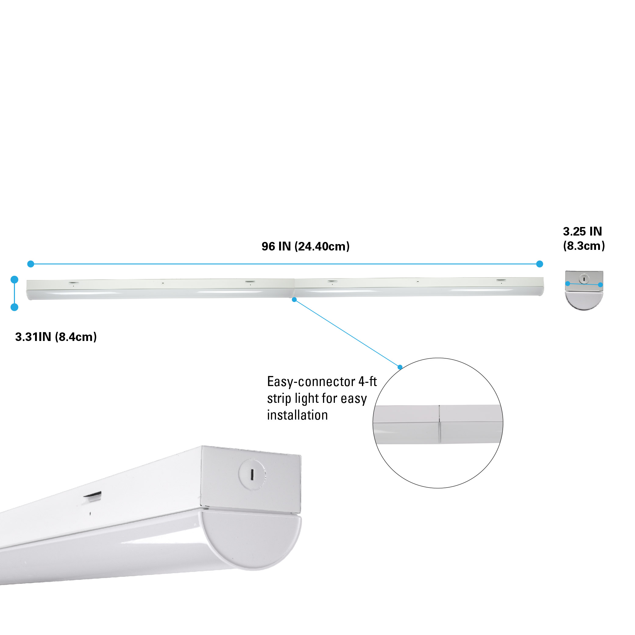 56W LED 8-foot Commercial Strip Light Linear Warehouse Ceiling Mount ...