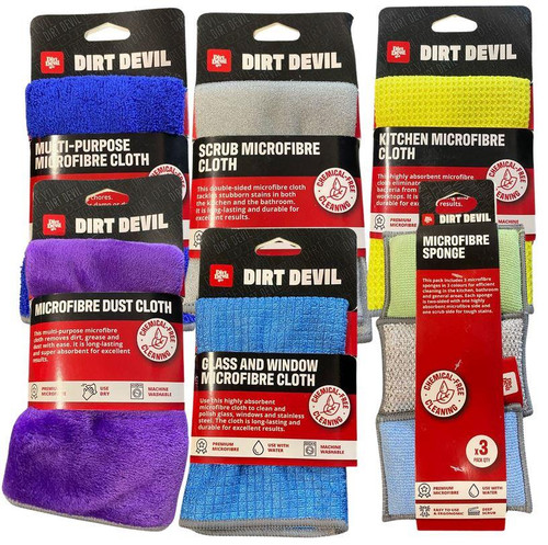 Dirt Devil Microfiber Cloth Set - Multi-Purpose, Dust, Glass & Kitchen Set