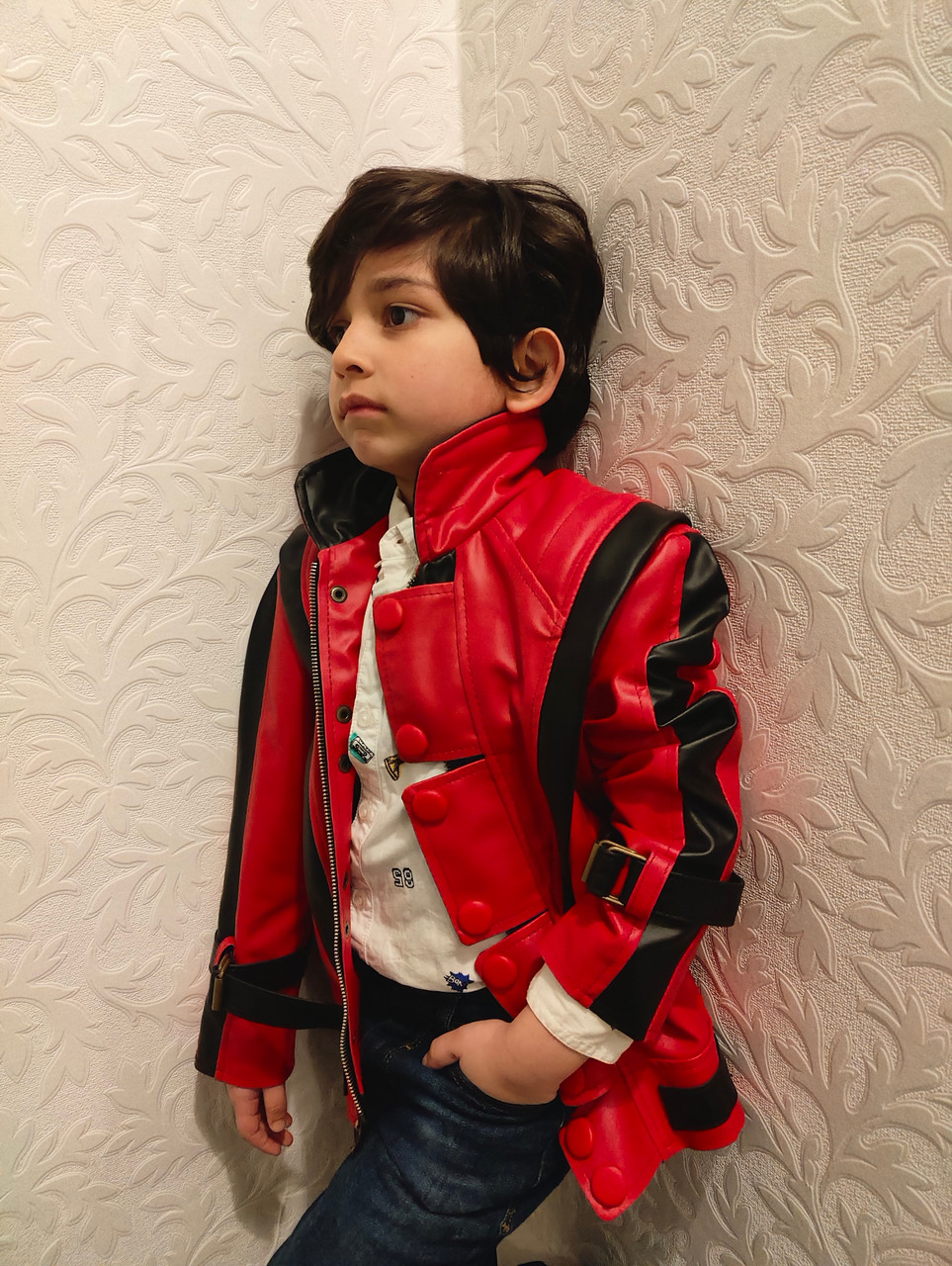 Kids Michael Jackson Red Thriller Faux Leather Jacket