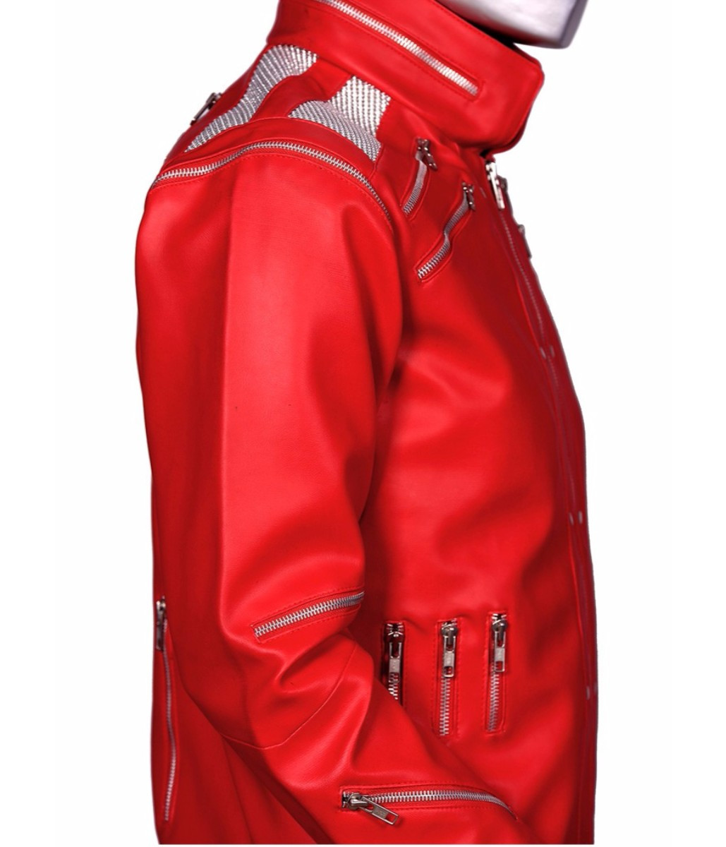 Michael Jackson Beat It Leather Jacket Red | Feather Skin