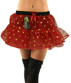 Adult Red 4 Layer Star Glitter Tutu Skirt