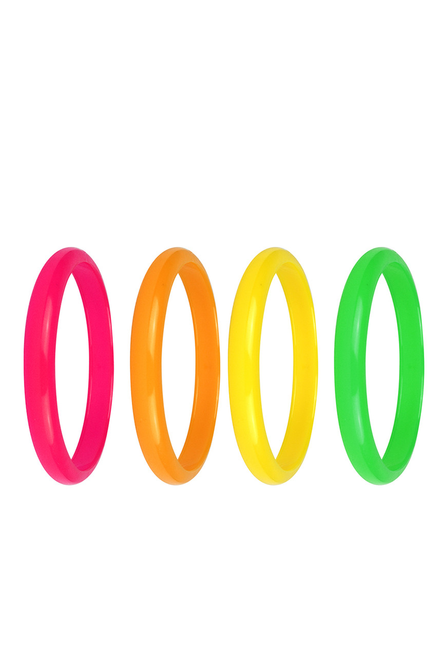 4 Assorted Colour Neon Bangles 15cm (Pack of 12) | Feather Skin