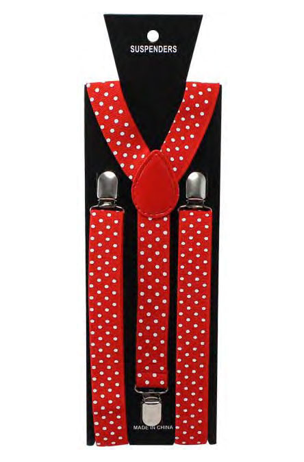 Red White Polka Dot Braces 2.5cm | Feather Skin