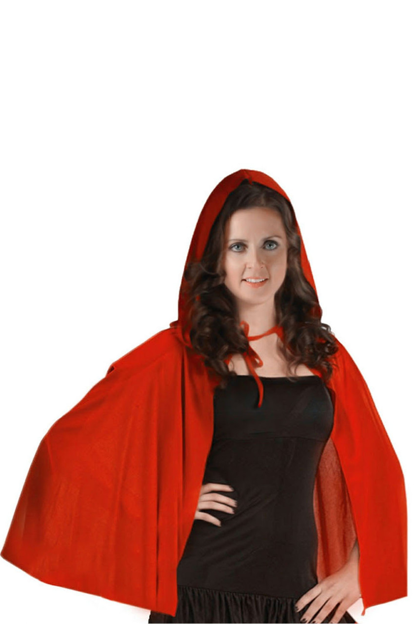 Adult Red Riding Hooded Satin Cape | Feather Skin