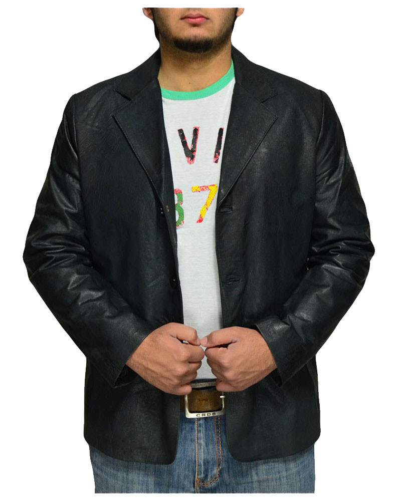 Matt Finish Blazer Genuine Leather Jacket | Feather Skin