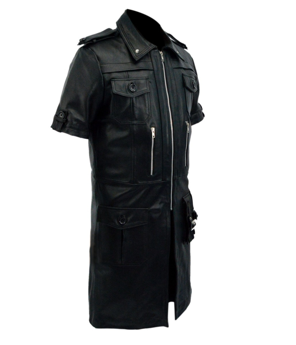 Final Fantasy 15 Noctis Genuine Leather Black Coat | Feather Skin