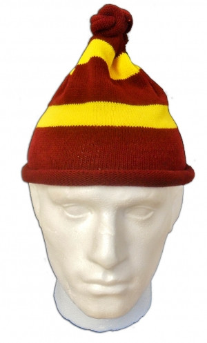 Maroon and Yellow Knitted Hat