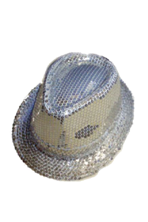 Silver Sequin Gangster Hat