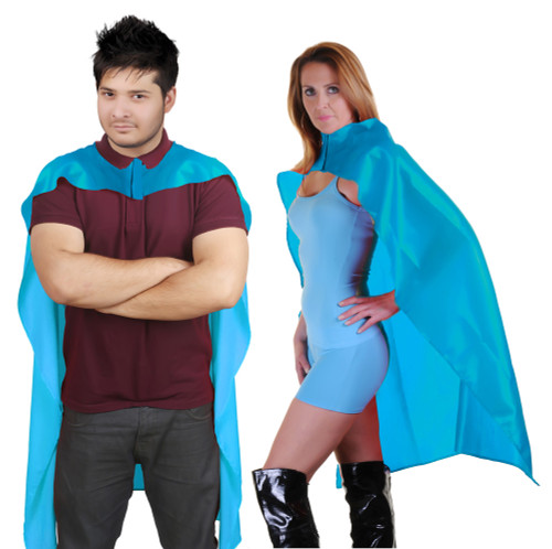 Unisex Turquoise Deluxe Satin Cape | Feather Skin