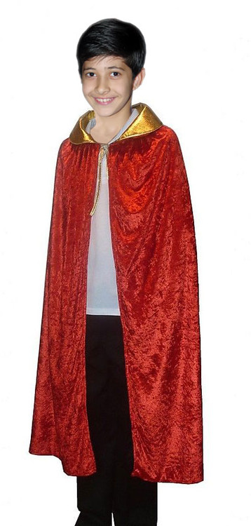Children's Red-Golden Velvet cape | Feather Skin