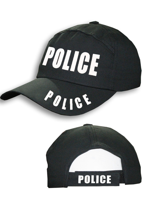Adult Police Black Baseball Cap-Hat | Feather Skin