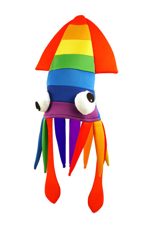 Adult Rainbow Squid Hat | Feather Skin