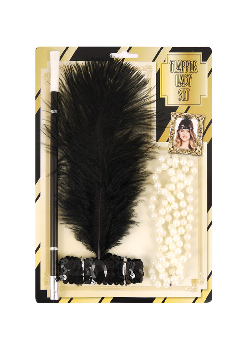 Flapper Lady Accessories Set (3 Pieces) | Feather Skin