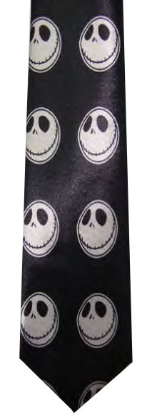 Black Smiley Skull Face Neck Tie | Feather Skin