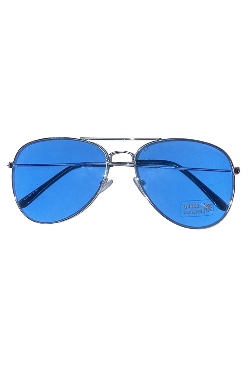 Aviator Blue Glasses with Silver Frame | Feather Skin