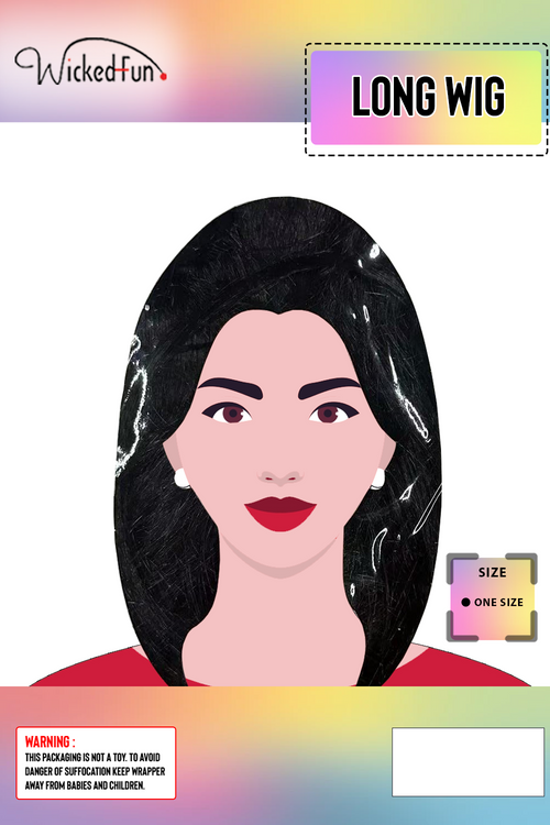 Ladies Black Long Wig | Feather Skin