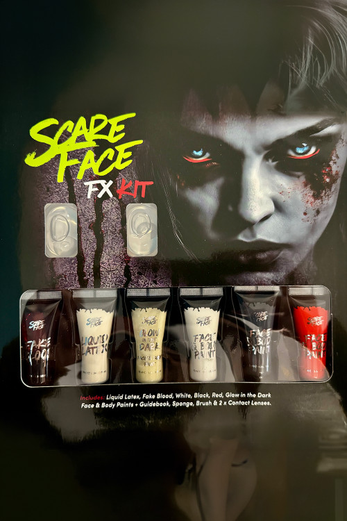 Scare Face Makeup Kit With Zombie Daily Contact Lense | Feather Skin
