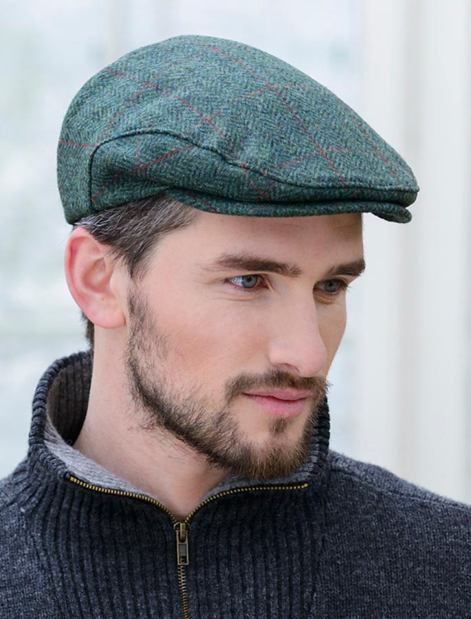 Trinity Tweed Flat Cap - Green Plaid | Aran Sweater Market