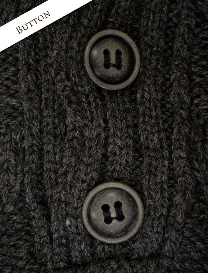 Mens cable knit sweater, Buttoned wool sweater | Clan Arans