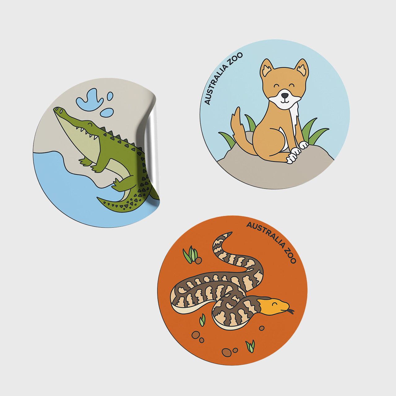 Australia Zoo Round Sticker - Woma Python - Australia Zoo