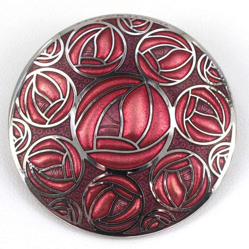 Mackintosh Mauve and Red Roses Brooch