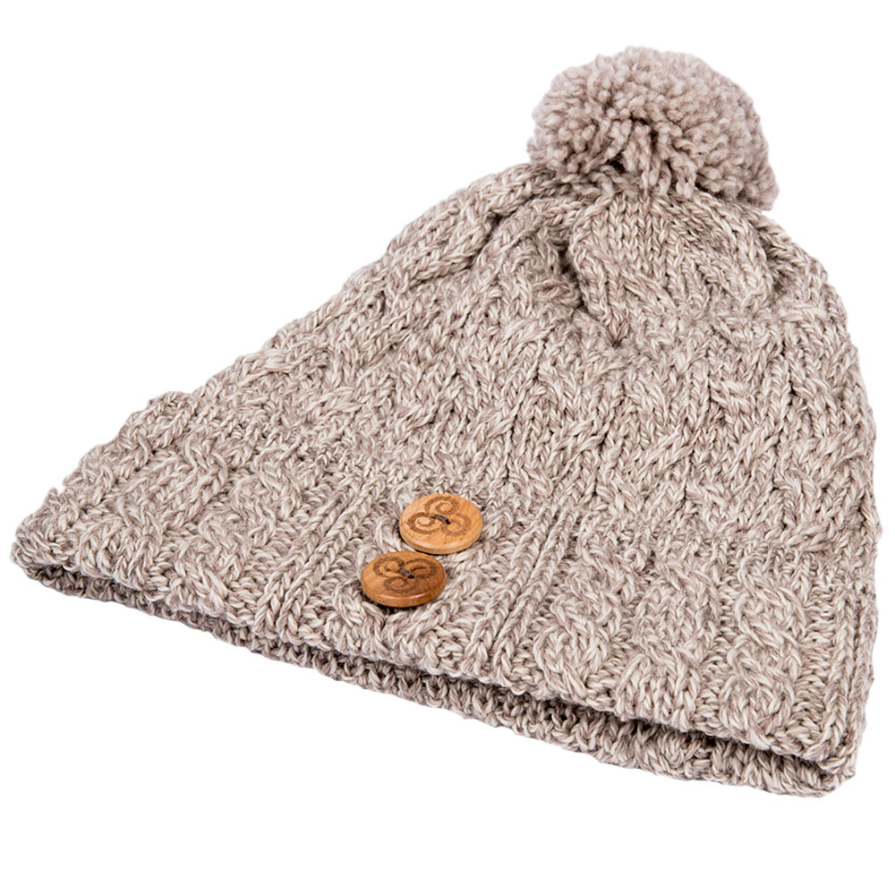 Supersoft Hat with Buttons Toasted Oat