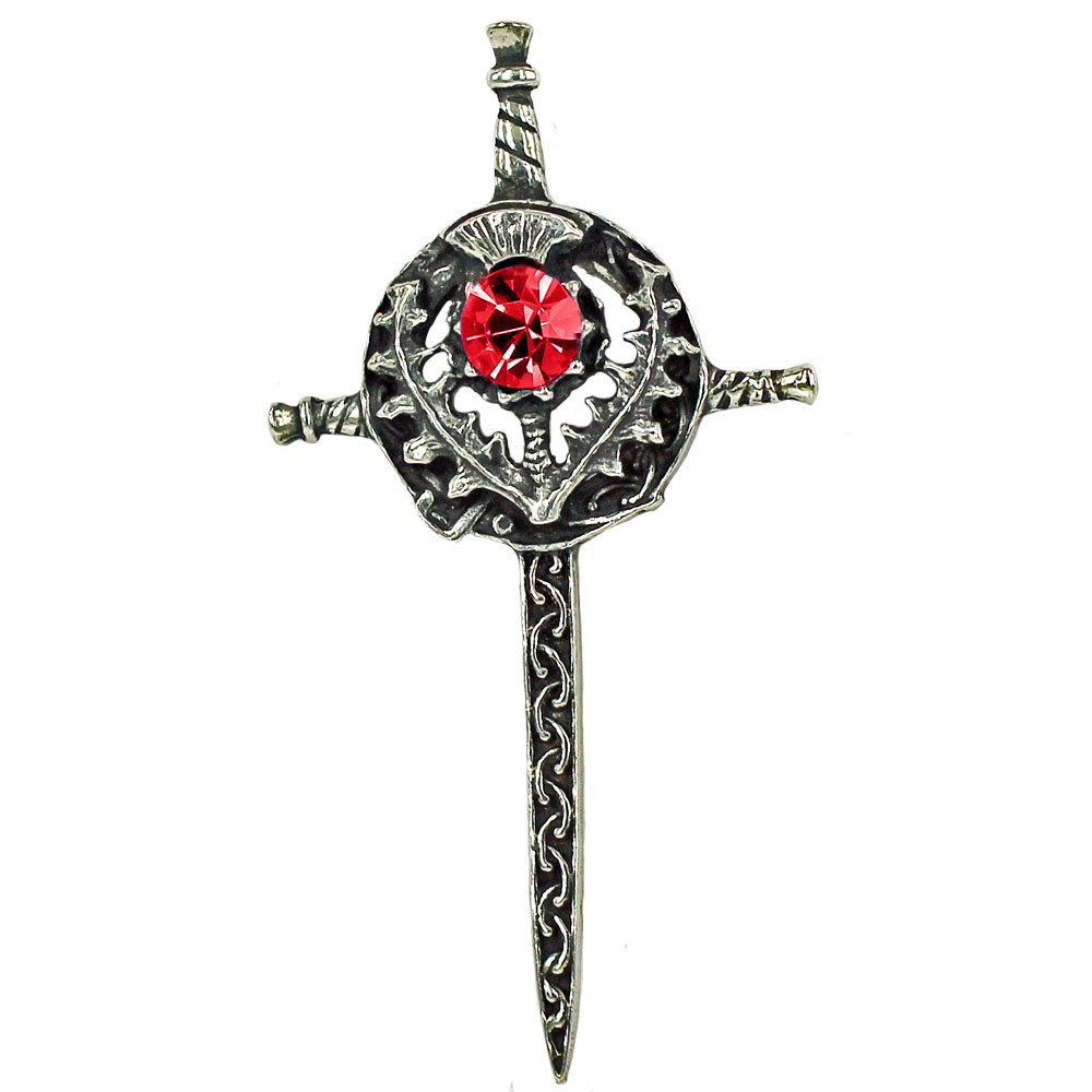 Thistle Kilt Pin with Red Centre